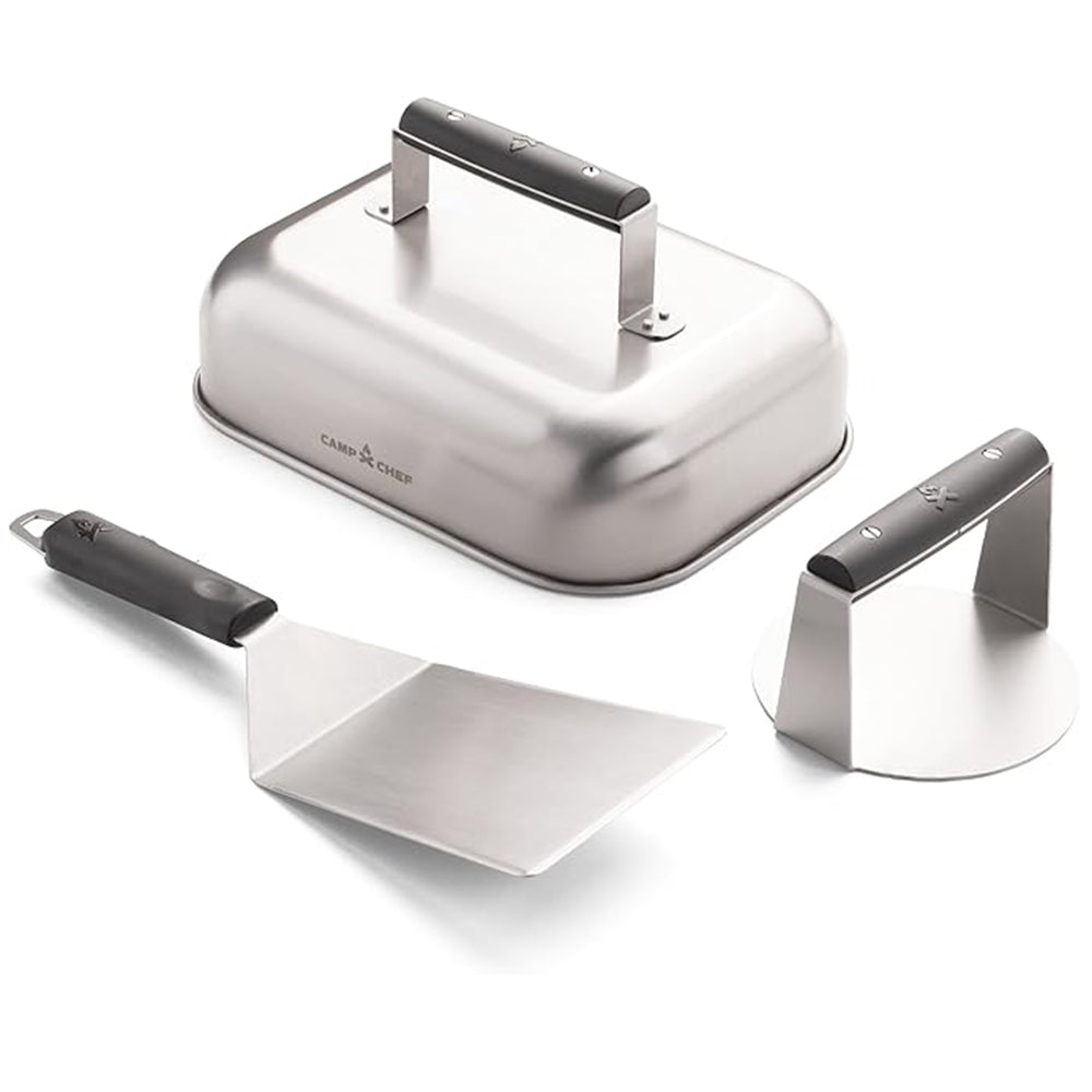 Camp Chef Smash Burger Kit Stainless Steel Spatula Press and Melting D ...