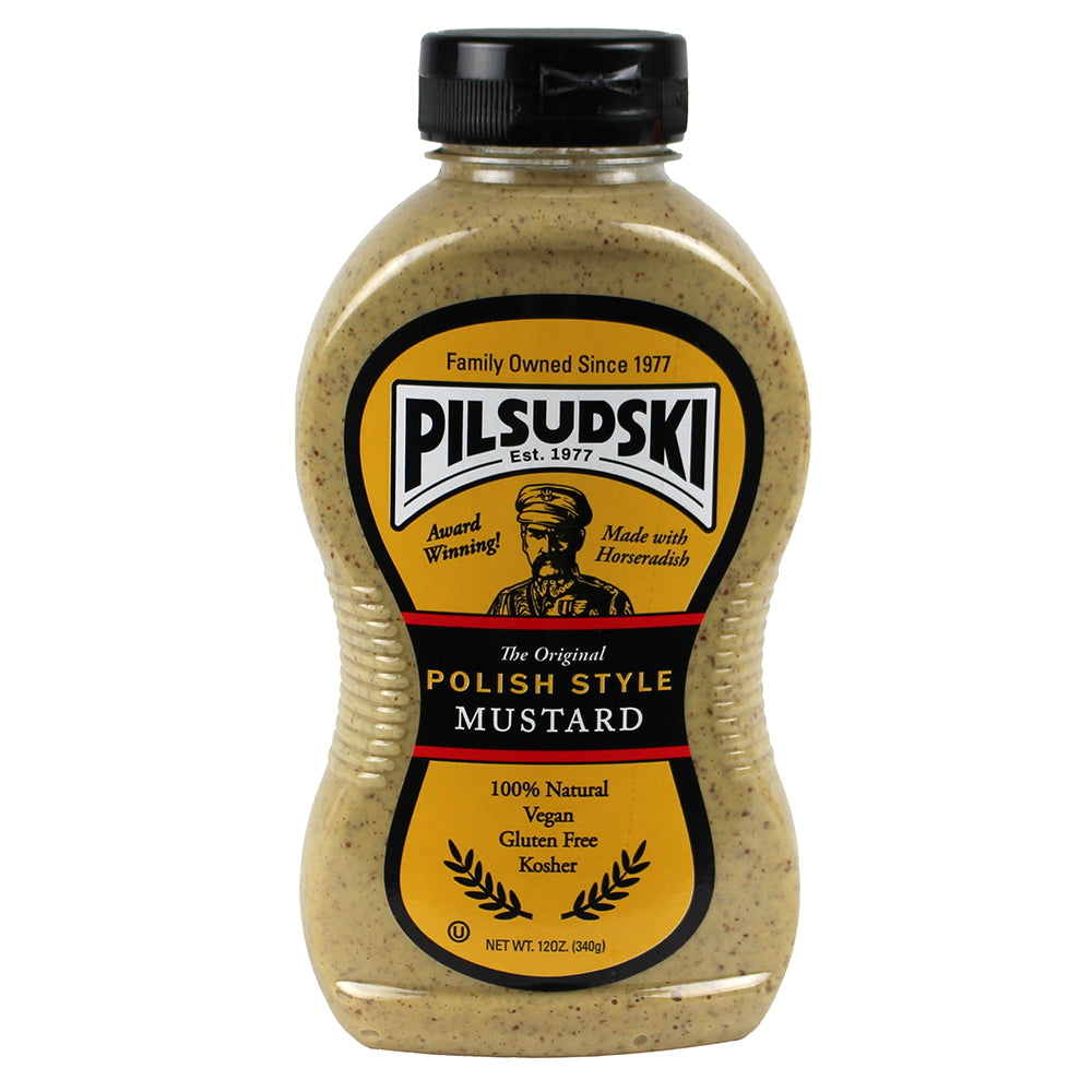 Pilsudski Polish Style Mustard 12 oz with Horseradish Vegan Gluten Fre ...
